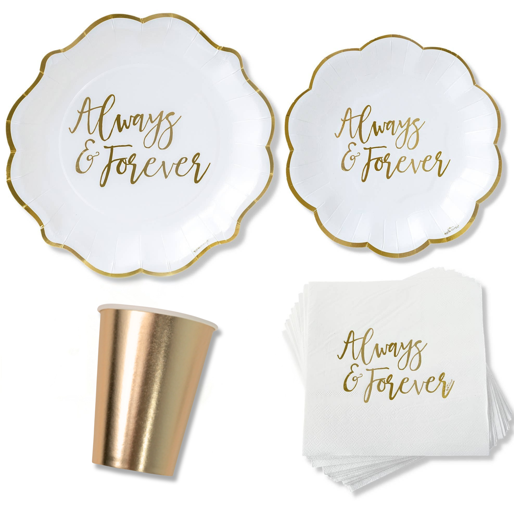 Always & Forever Gold Foil Party Set | 96-Piece Wedding & Bridal ...
