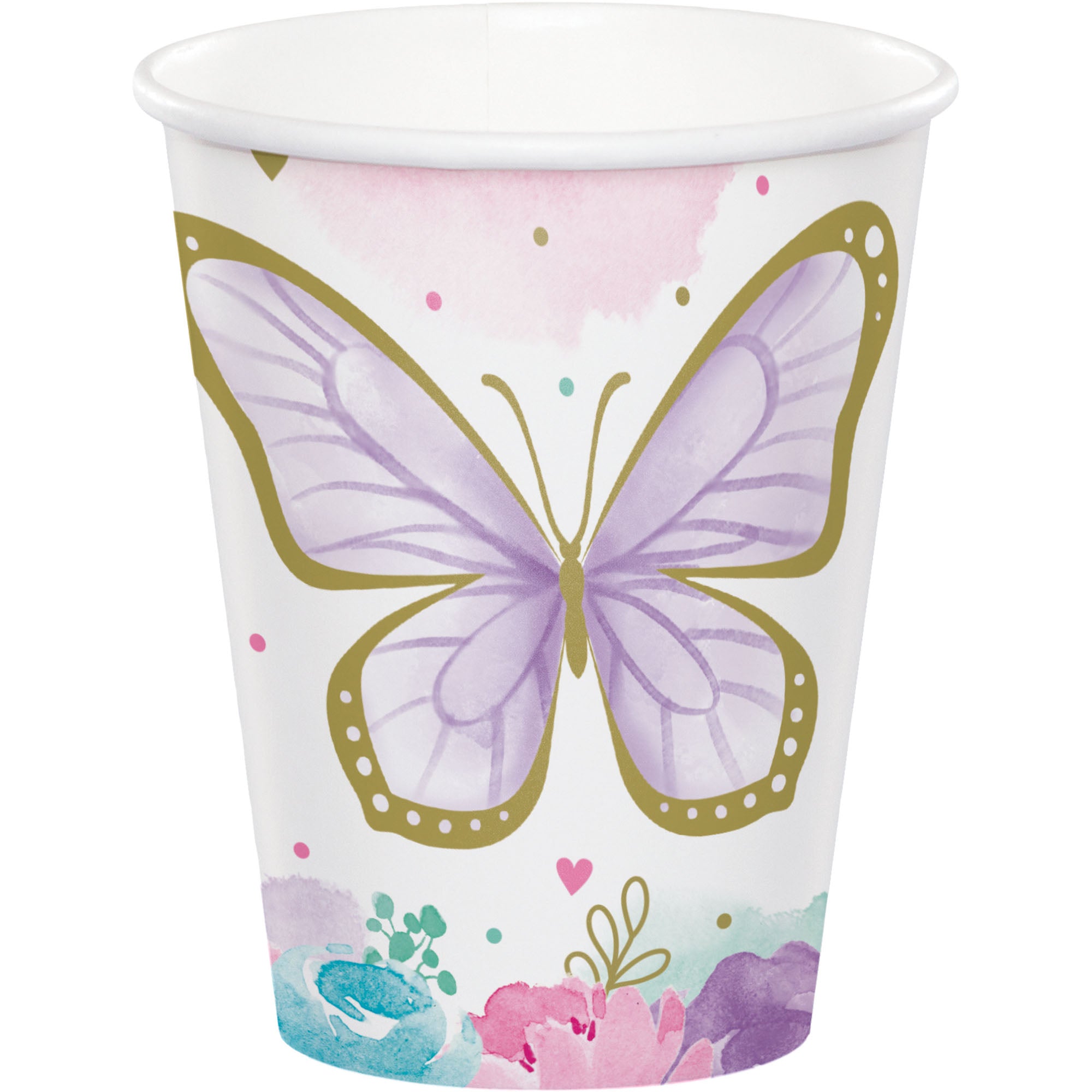 Butterfly Shimmer Party Cups 9 oz – Paper Drink Cups for Birthday ...