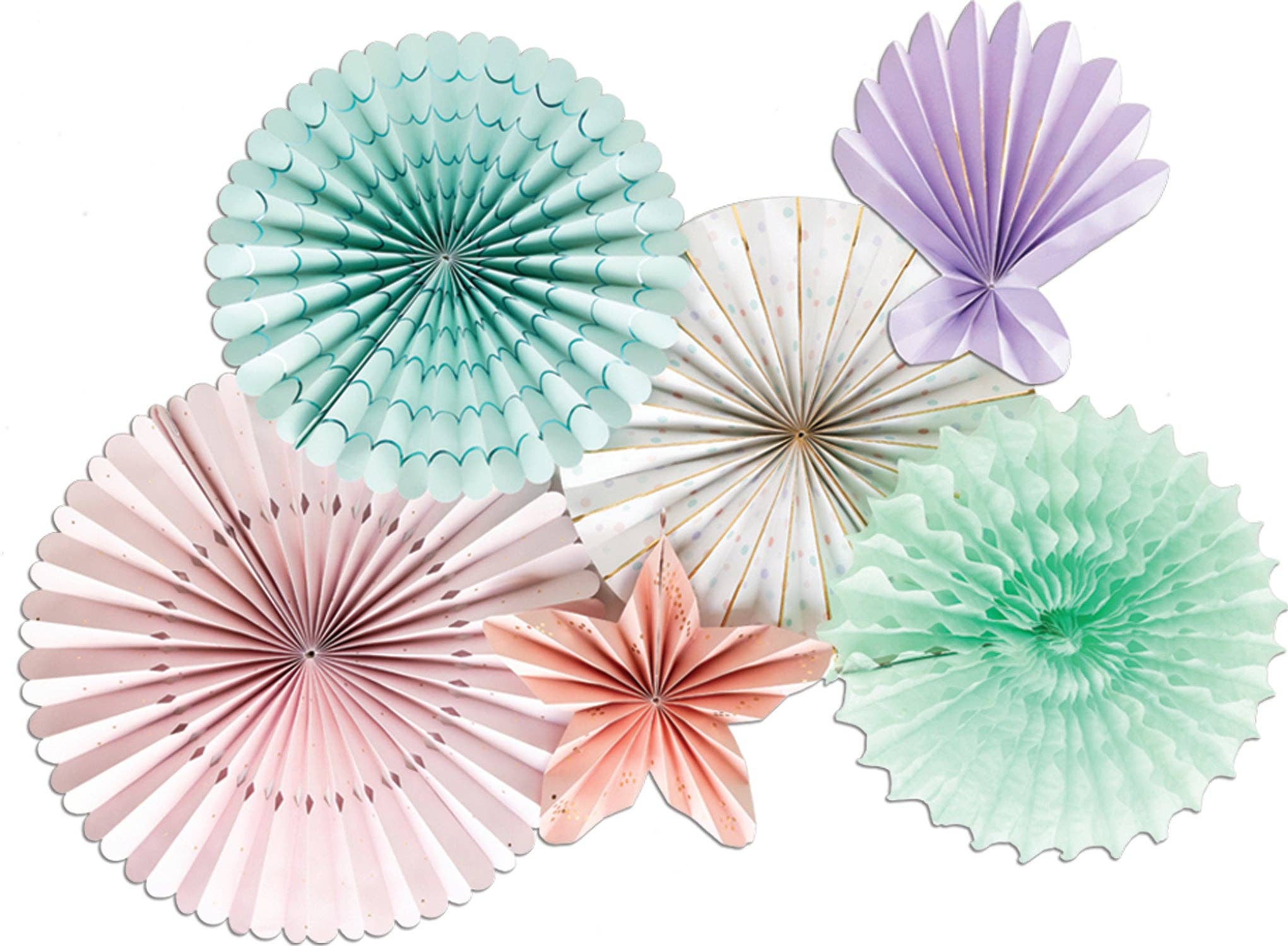 Mermaid Party Fan Set – 6 Pastel Decorations for Under-the-Sea Events ...