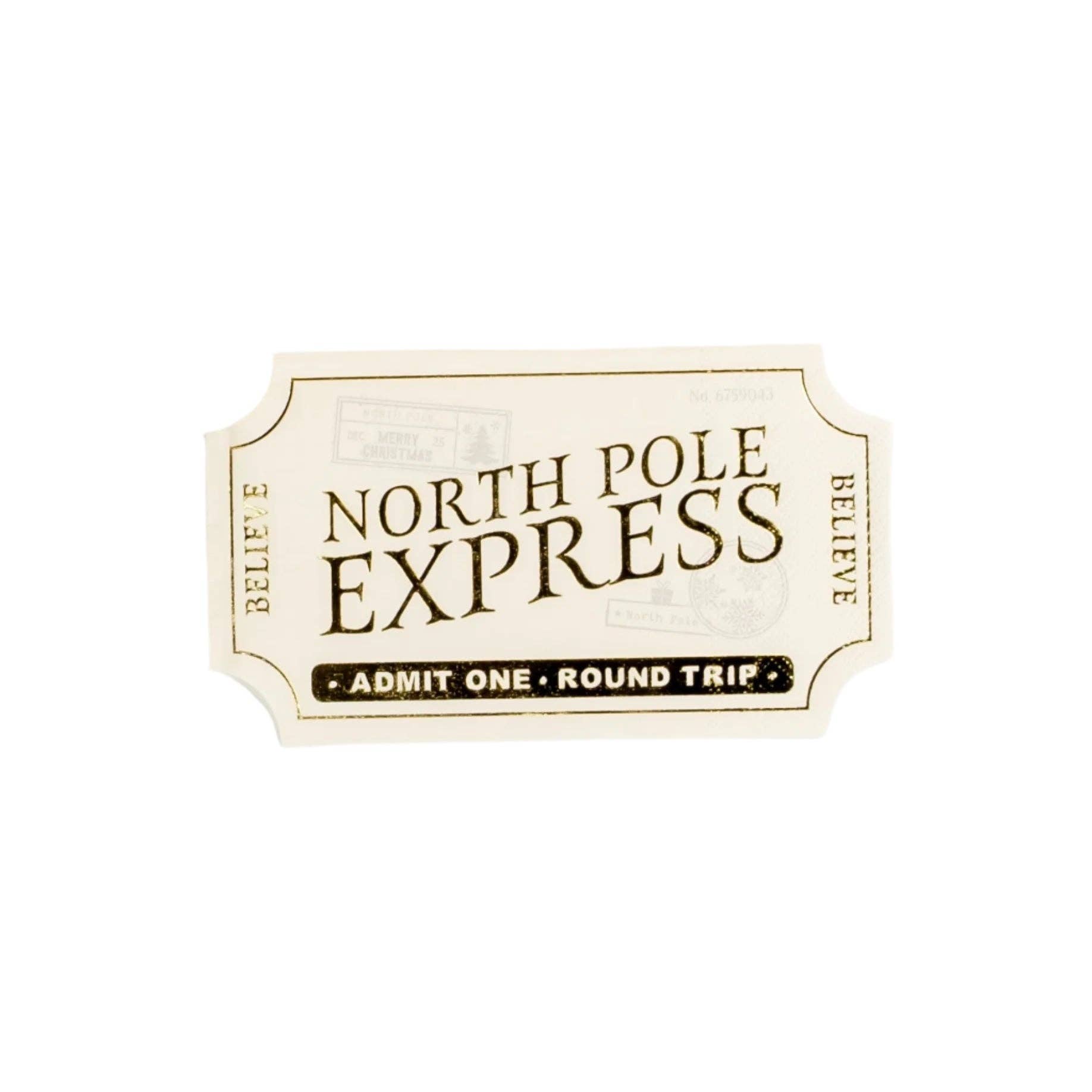 North Pole Express Ticket Napkins - Christmas Train Party Napkins Pack ...