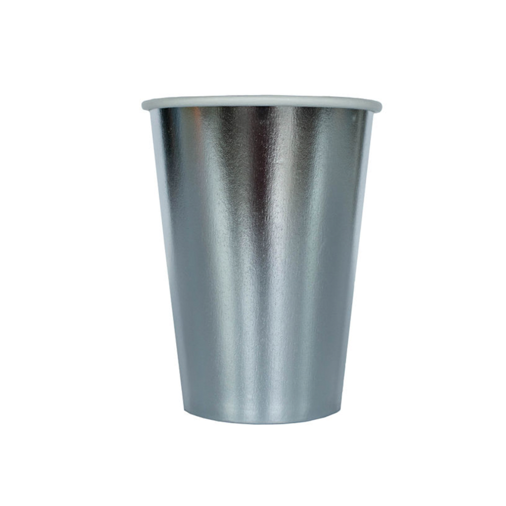 Silver Party Cups | 8 Pack | Metallic Paper Cups for Holiday, Birthday ...