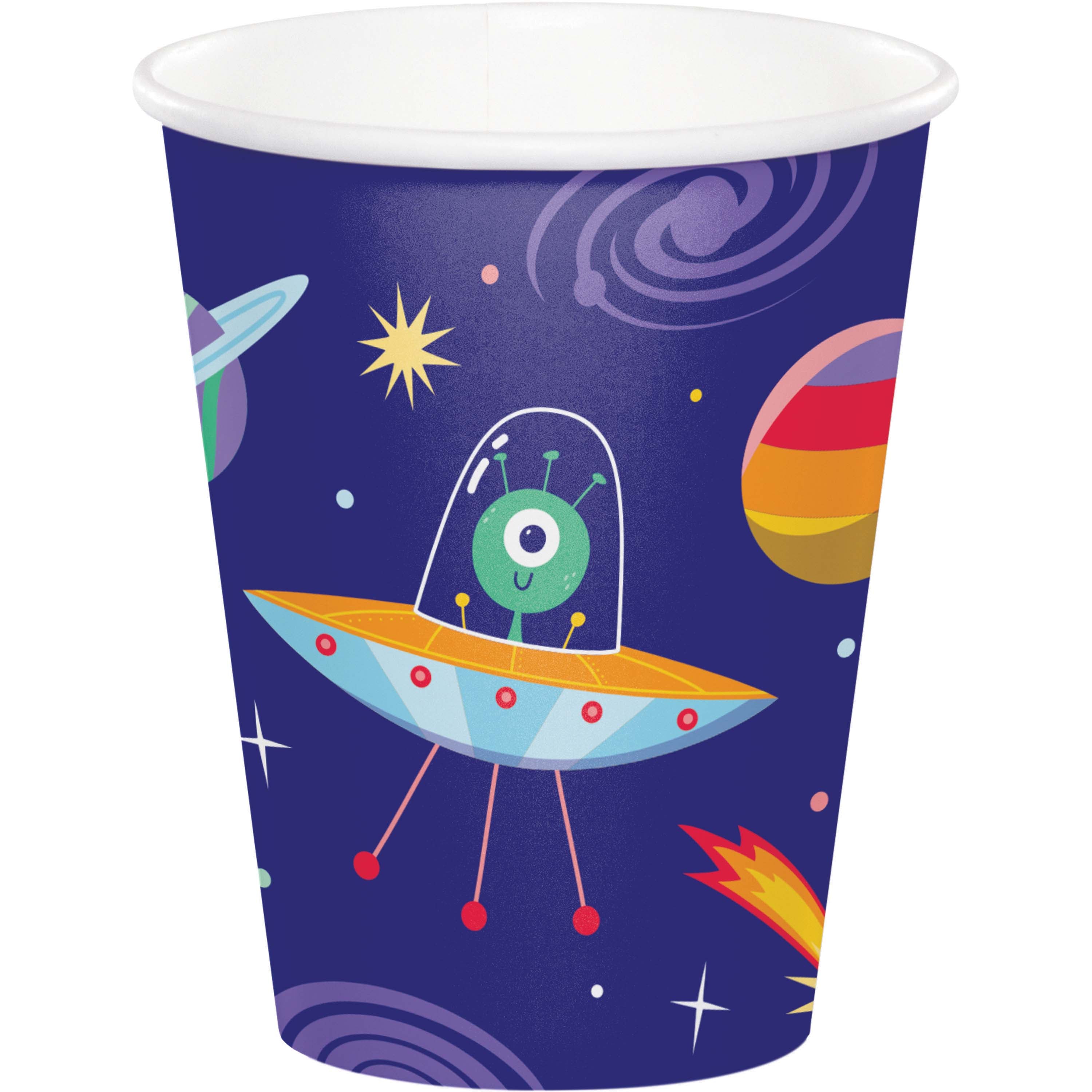Space Adventure Birthday Cups – 9 oz. Alien Party Cups | Set of 8 | Oh ...