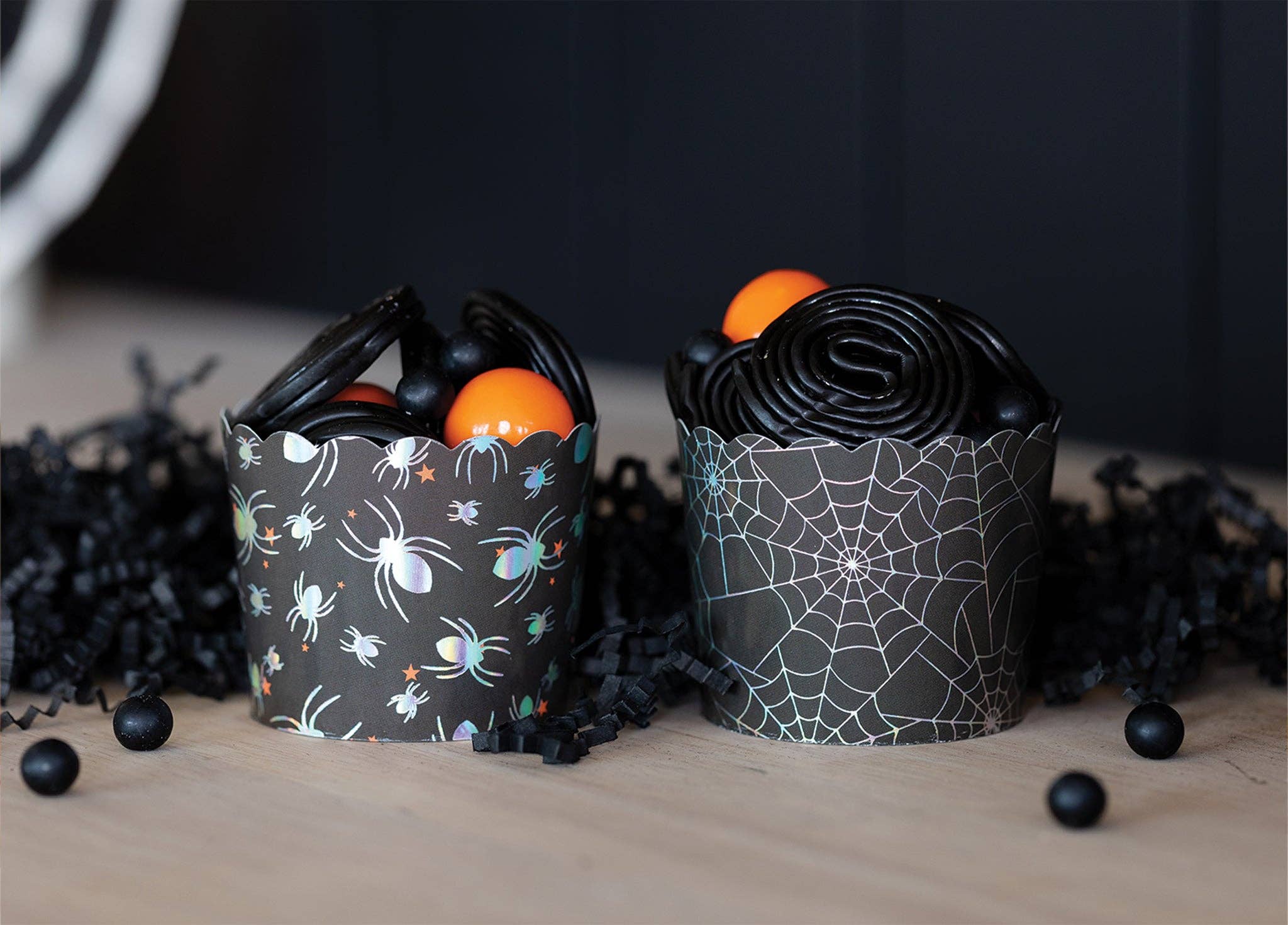 Halloween Spider Baking Cups – Iridescent Spider & Web Treat Cups (50 ...