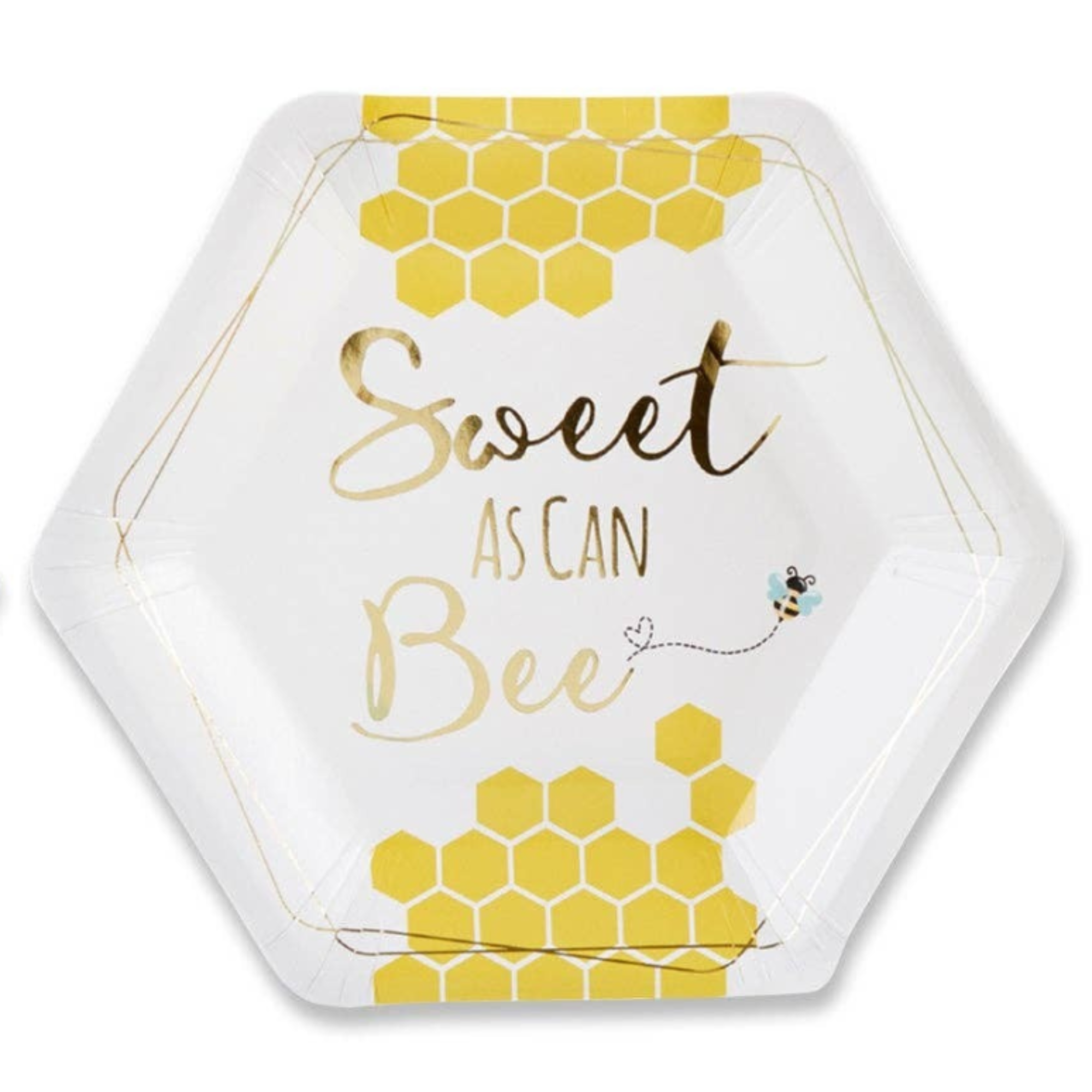 Sweet as Can Bee Dessert Plates | 7" Bee Baby Shower Plates | Honeycomb ...