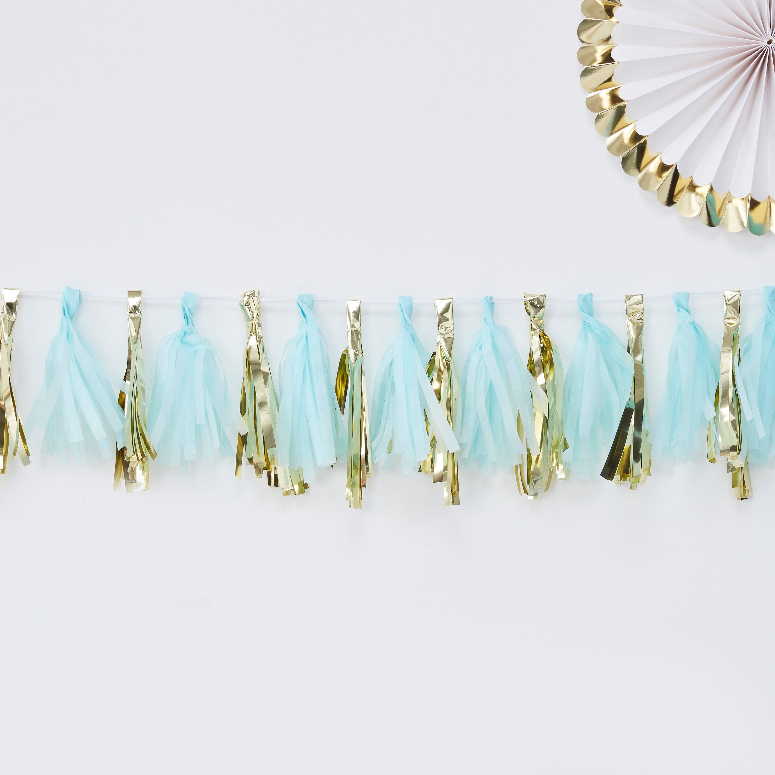 Light Blue and Gold Tassel Banner | Oh So Fancy Party